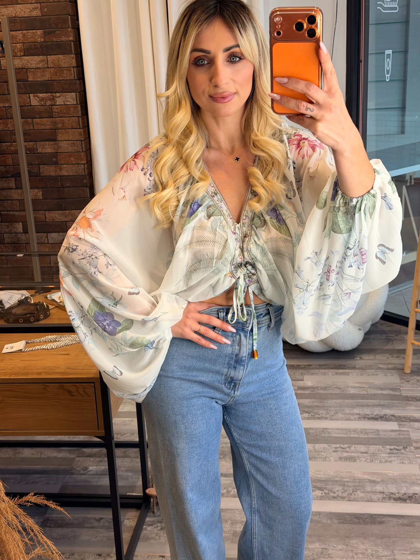 Floral πουκάμισο λευκό – Starlight Closet